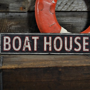 Distressed Boat House Sign - Rustic Hand Made Vintage Wooden Sign ...