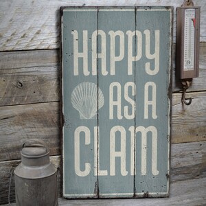 Clam Happy Sign, Happy as A Clam, Wooden Clams Sign, Beach Dreams Sign ...