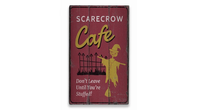 Scarecrow Cafe Decor Halloween Scarecrow Sign Wood Scary - Etsy