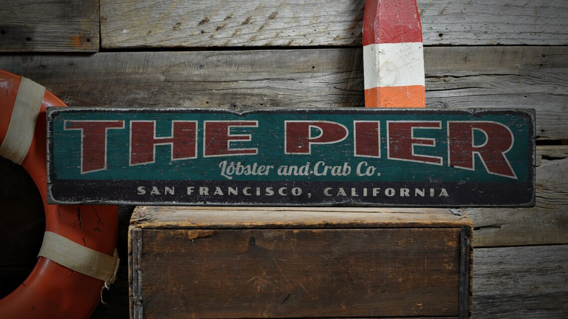 The Pier Wood Sign Custom Beach Location City State Sign - Etsy