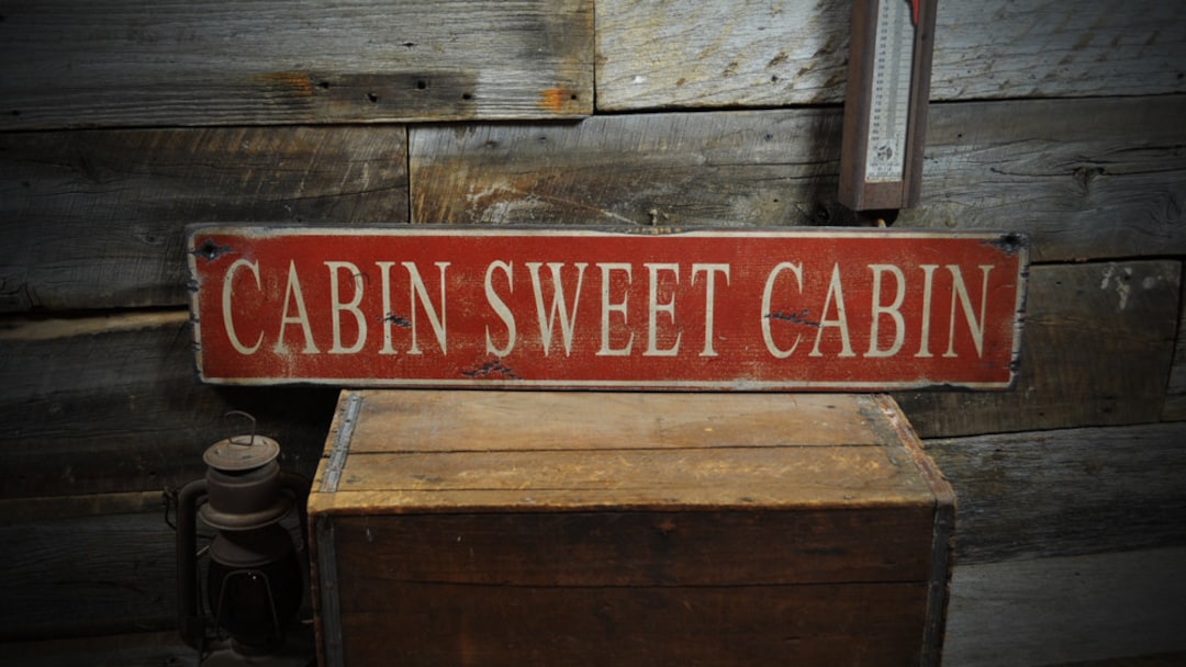 Cabin Sweet Cabin Wood Sign - Rustic Hand Made Vintage Wooden Sign ...