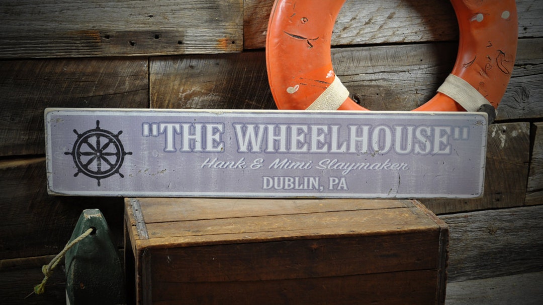 Handcrafted Wooden Wheelhouse Sign, Vintage Boat Decor - Etsy