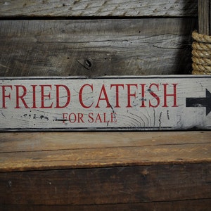 Fried Catfish for Sale Sign - Rustic Hand Made Vintage Wooden Sign ...