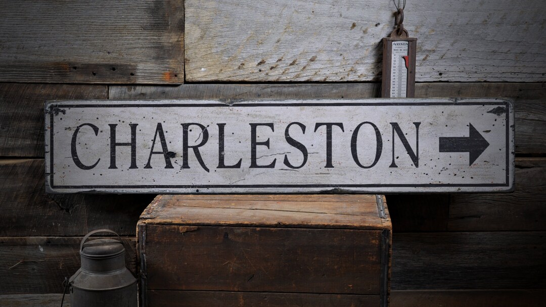 Charleston Sign, Wooden City Sign, Custom City Sign, Directional City ...