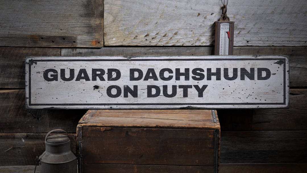 Guard Dog Wood Sign, Dachshund Sign, Guard Dog on Duty Sign, Dog Lover ...