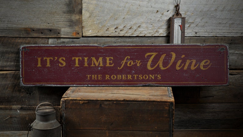 It's Time for Wine Wood Sign Custom Family Name Home - Etsy