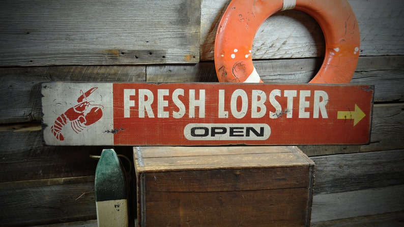 Fresh Lobster Open Arrow Sign Lobster Sign Decorations - Etsy