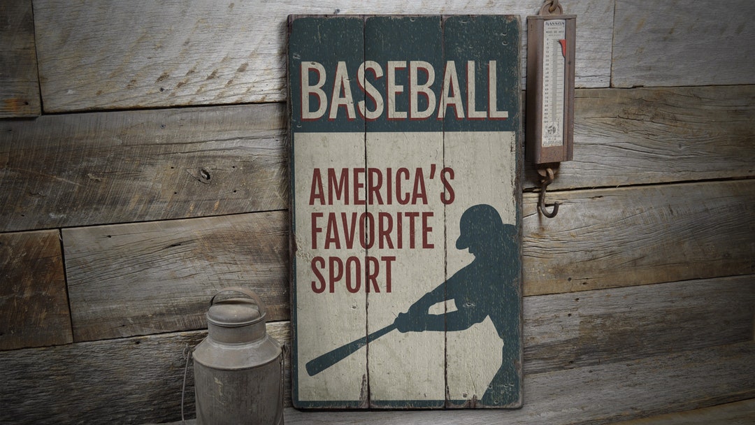 American Baseball Sign, Wooden Baseball Sign, Sports Sign, Wood Home ...