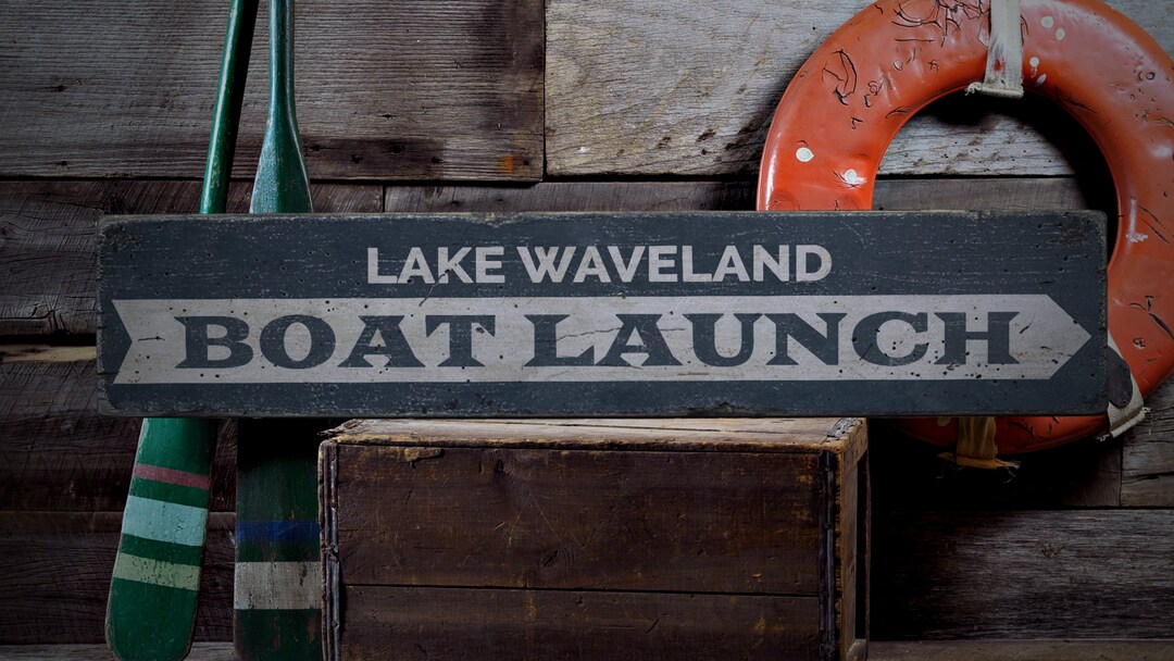 Lake Boat Launch Sign, Lake House Decor, Vintage Boat Marina, Custom ...