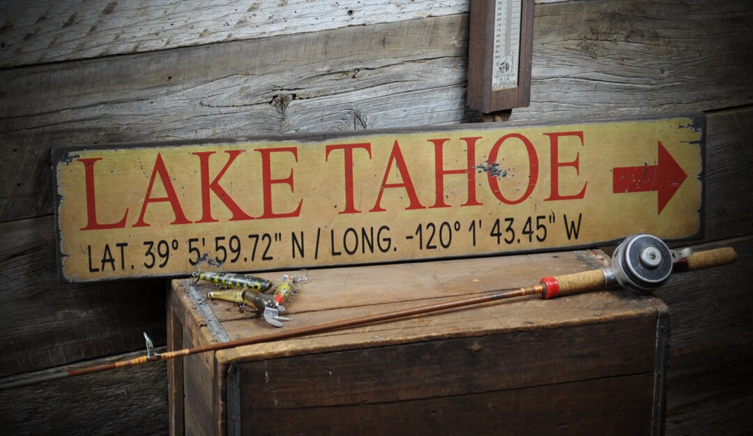 Lake Tahoe Sign, Custom City Gift, Coordinates Sign, Lakehouse Decor ...