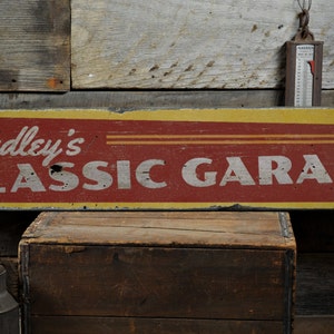 Classic Garage Wood Sign, Personalized Owner Mechanic Name Decor, Man ...