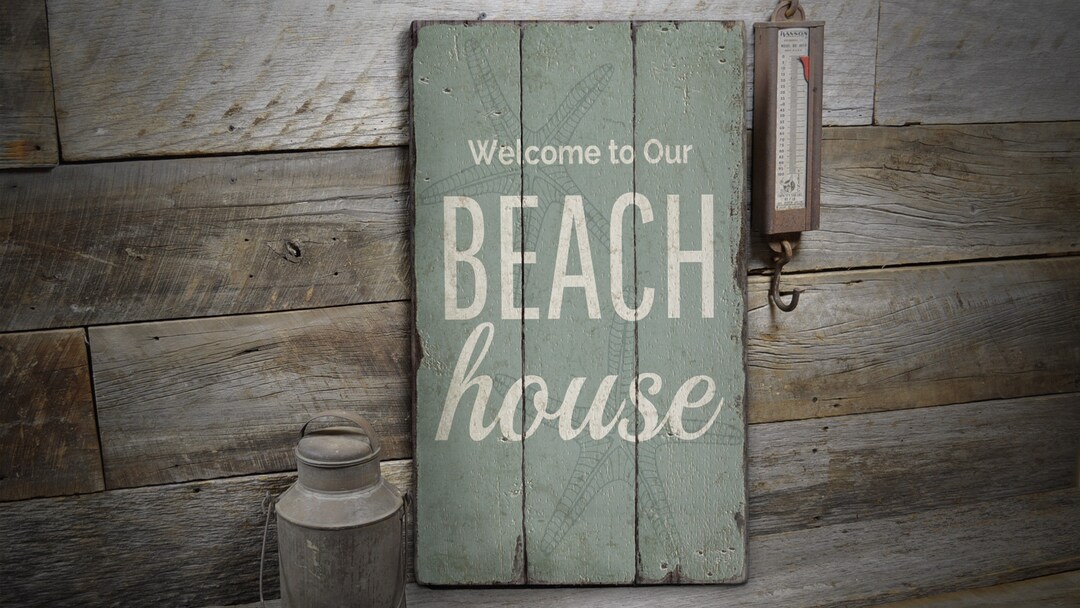 Beach House Sign, Wooden Beach House Sign, Wooden Waterfront Sign, Wood ...