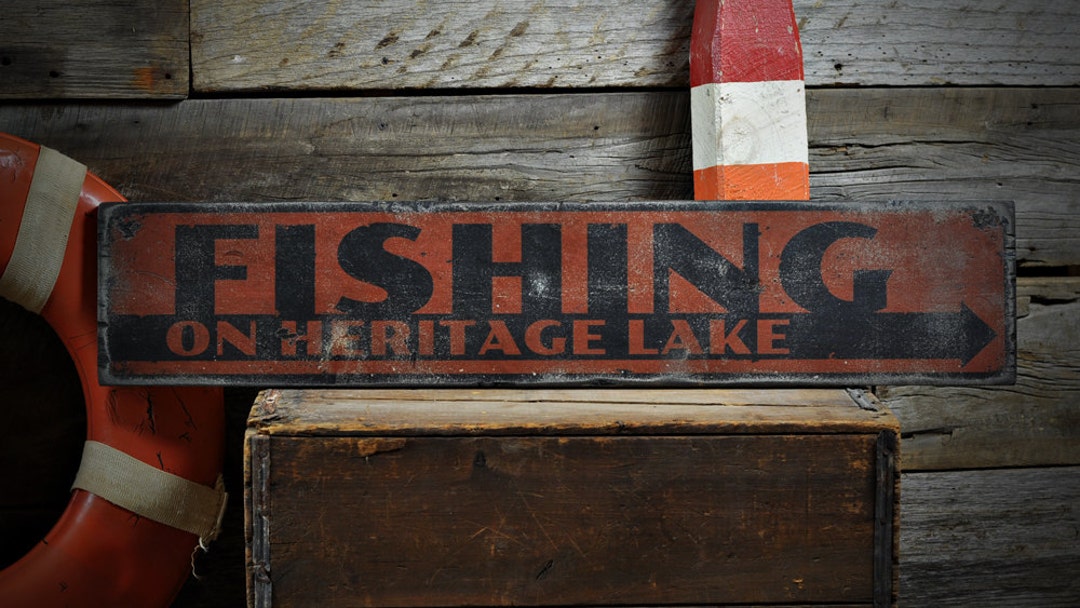 Custom Lake House Fishing Arrow Sign, Fishing Decorations and Lake Sign ...
