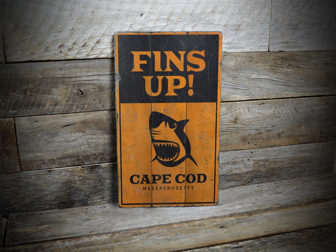 Fins up Shark Sign, Wooden Coastal Decor, Shark Lover Gift, Beach House ...