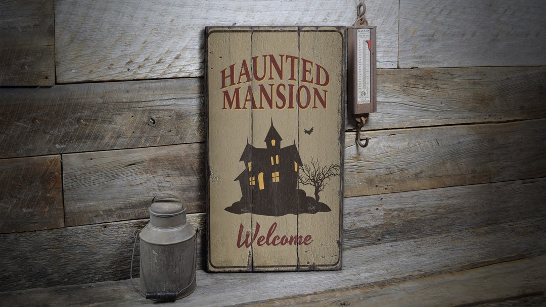 Haunted Mansion Sign, Mansion Signs, Scary House Sign, Wood Scary Decor ...