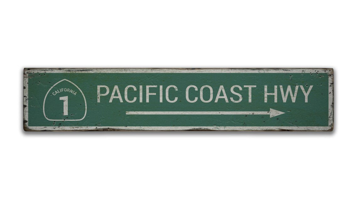 Pacific Coast Sign Wood Coast Road Gift Wooden Roadway Sign - Etsy