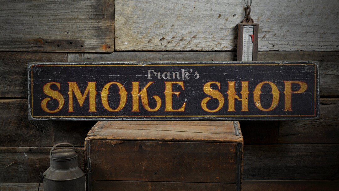 Smoke Shop Wood Sign, Personalized Cigar Lover Name Gift, Custom Smoker ...