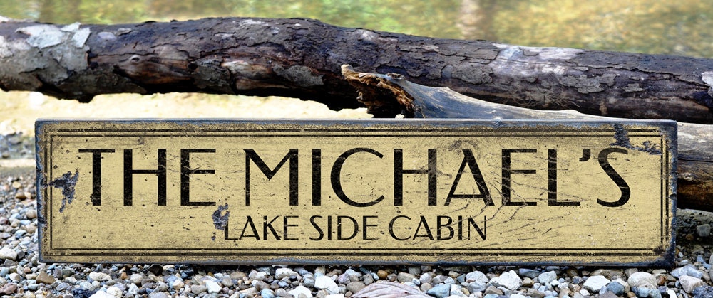 Custom Lake Side Cabin House Sign Rustic Hand Made Vintage | Etsy
