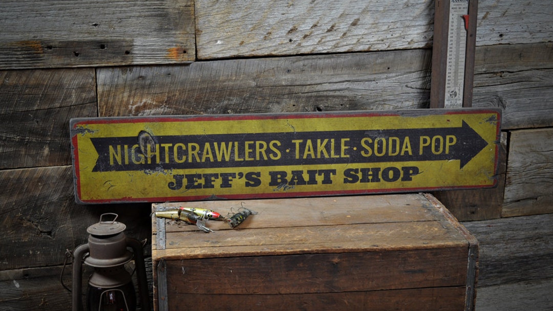Custom Bait Shop Tackle Fishing Lake House Sign - Rustic Hand Made ...