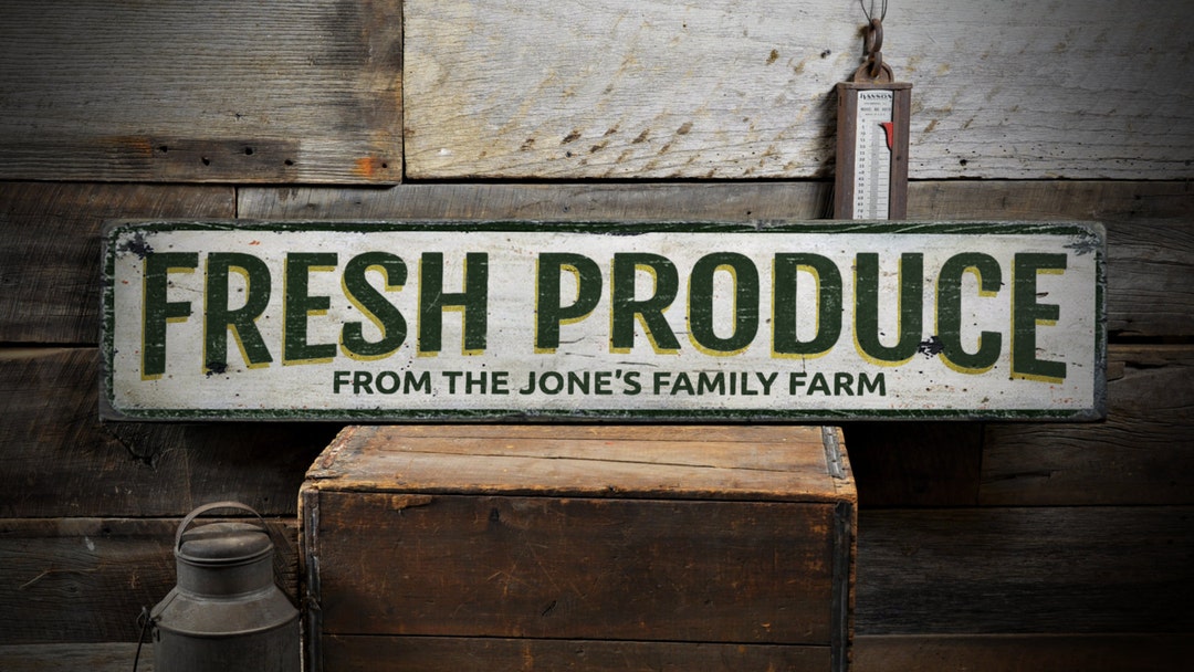 Fresh Produce Wood Sign, Custom Family Name Farm Sign, Farmers Market ...