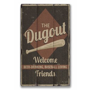 Dugout Baseball Sign, Wood Baseball Sign, Wooden Sport Sign, Wood Home ...