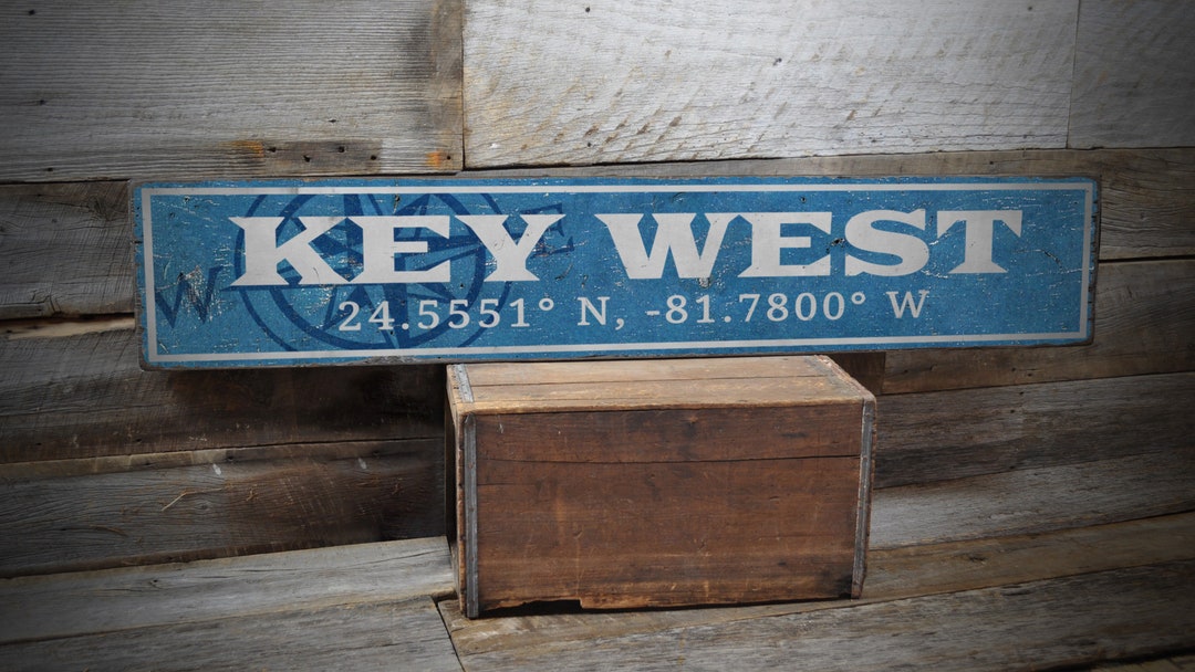 Key West Sign, Beach House Sign, Custom Beach Sign, Coordinates Sign ...