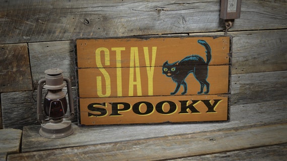Stay Spooky Sign Black Cat Owner Halloween Decor Black Cat | Etsy