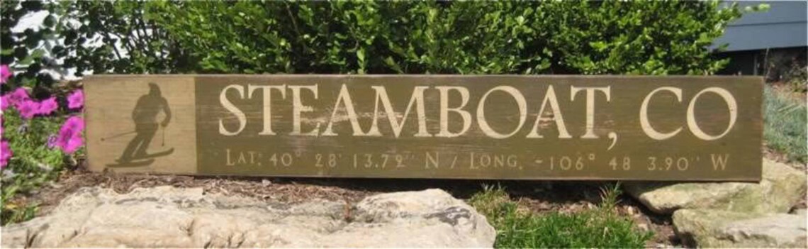Steamboat, Colorado - Latitude & Longitude Wood Sign - Rustic Hand Made ...