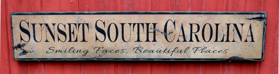 Custom Sunset, State Wood Sign - Rustic Hand Made Vintage Wooden Sign ...