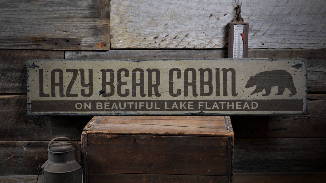 Bear Cabin Sign, Cabin Wood Sign, Lake Cabin Decor, Rustic Cabin Sign ...