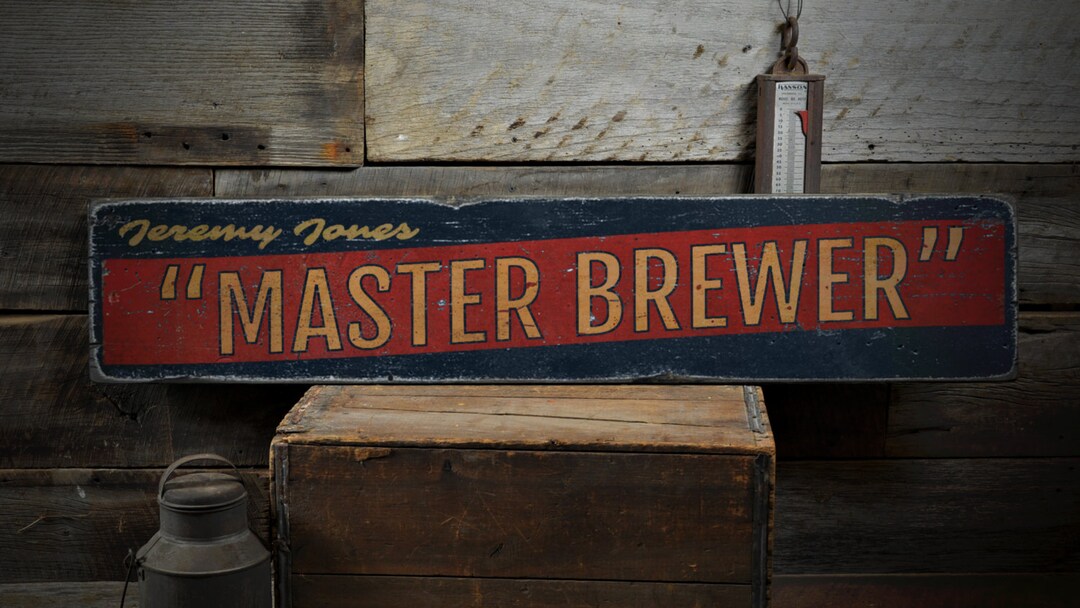 Master Brewer Wood Sign, Personalized Bar Owner Bartender Name Sign ...