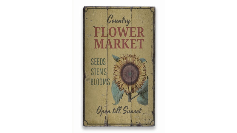 Flower Market Sign Sunflower Decor Sign Landscape Decor - Etsy