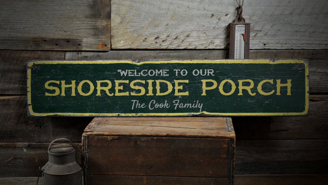 Shoreside Porch Wood Sign, Custom Family Name Ocean Lover Gift, Beach ...