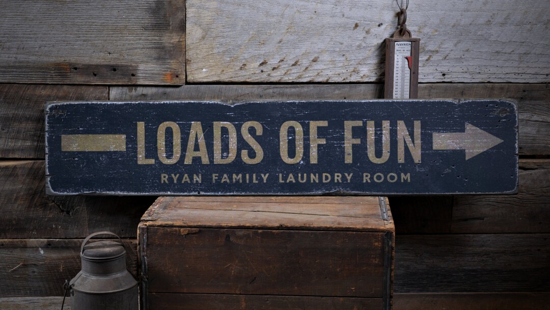 Arrow Loads of Fun Wood Sign, Personalized Family Name Clothes Gift ...
