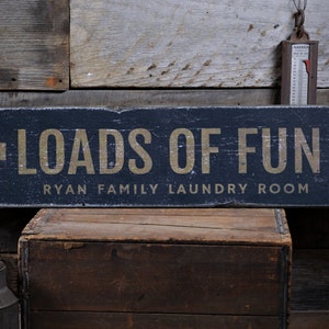 Arrow Loads of Fun Wood Sign, Personalized Family Name Clothes Gift ...