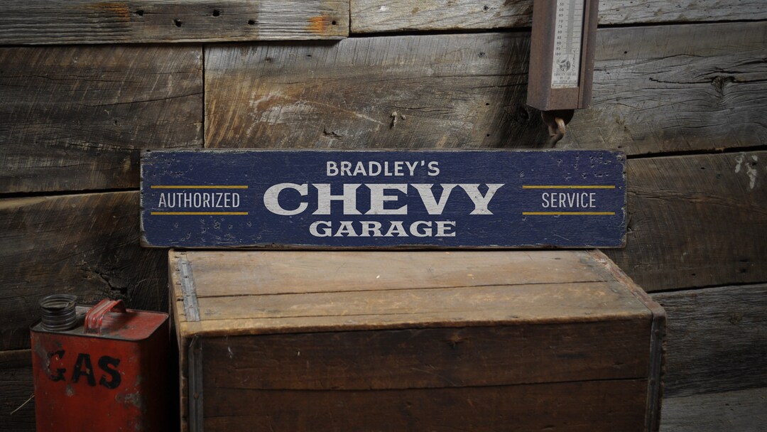 Old Chevy Garage Sign, Wooden Chevy Garage Sign, Wooden Garage Decor ...