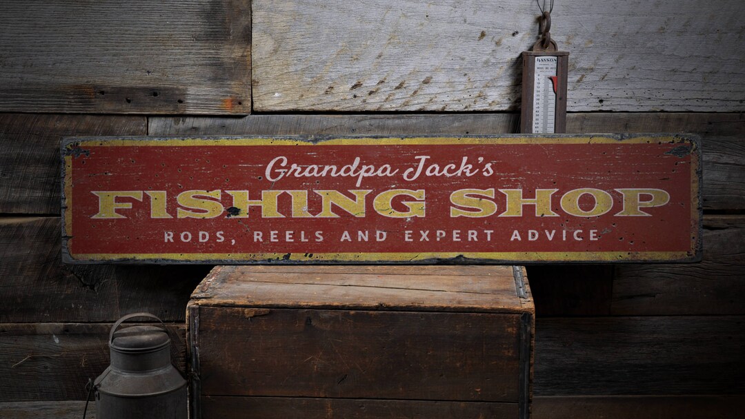 Fishing Shop Sign, Grandpa Fishing Gift, Fishing Lover Gift, Custom ...