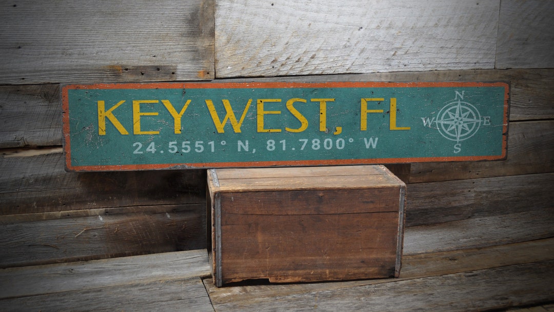 Key West Florida Sign, Coordinates Sign, Wooden Florida Decor, Key West ...