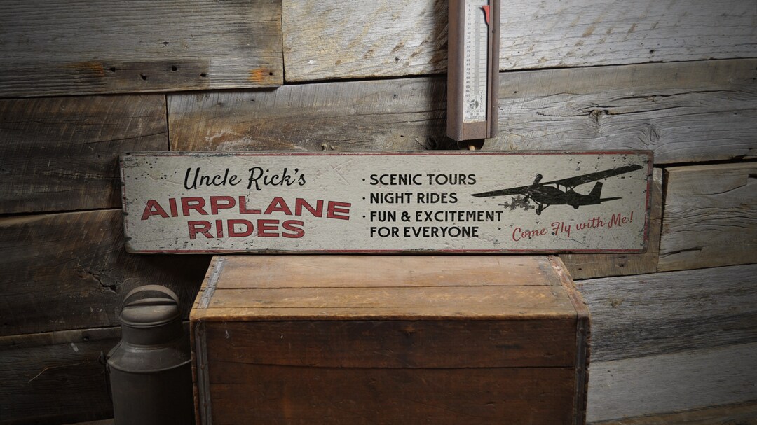 Airplane Rides Sign, Wooden Airplane Rides Sign, Hangar Sign, Airplane ...