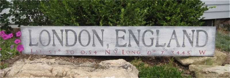 London, England - Latitude & Longitude Wood Sign - Rustic Hand Made ...