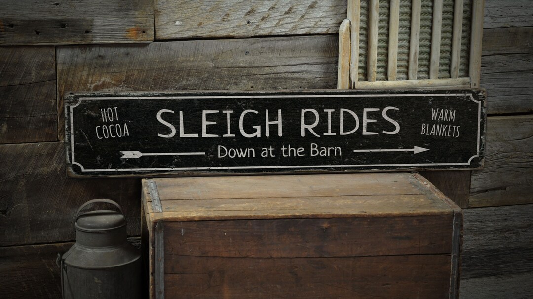 Sleigh Rides Sign, Snow Ride Sign, Christmas Lovers Sign, Wooden Sleigh ...