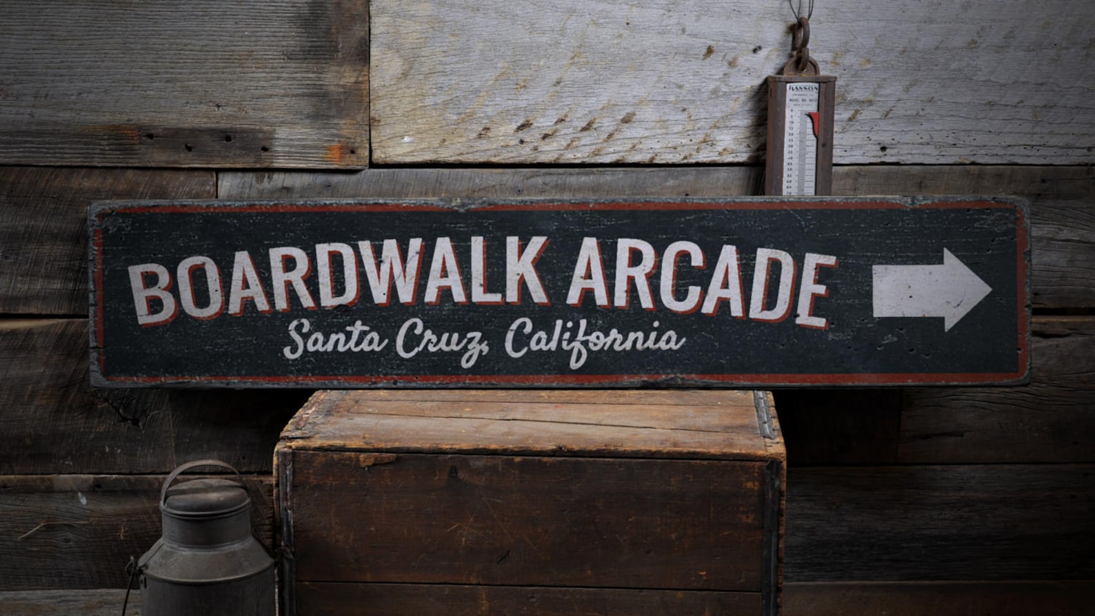 Boardwalk Arcade Sign, Arcade Arrow Sign, Beach House Custom Wood Sign ...