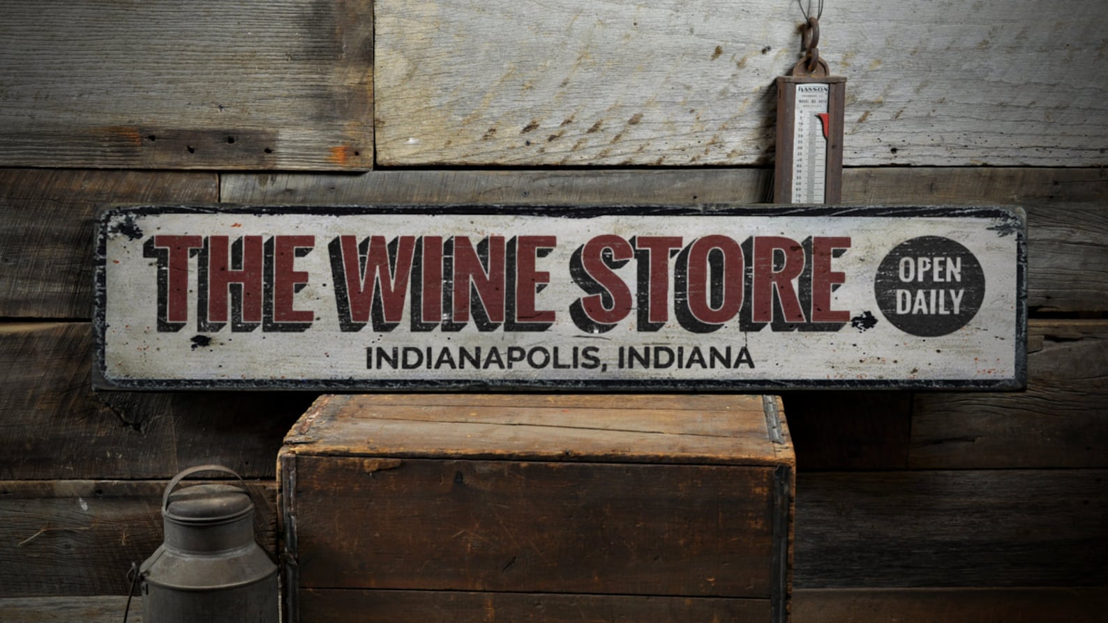The Wine Store Wood Sign, Custom Shop Location City State Sign, Open ...