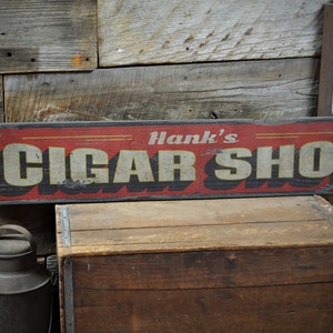 Custom Cigar Shop Smoke Room Sign Rustic Hand Made Vintage Wooden Sign ...