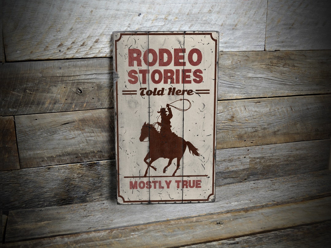 Rodeo Stories Sign, Western Decor, Shiplap Wall Decor, Roping Cowboy ...