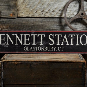 Custom Train Station City State Sign - Rustic Hand Made Distressed Wood ...