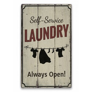 Self-service Laundry Sign, Wood Laundry Sign, Laundry Decor, House ...
