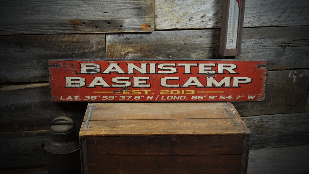 Custom Base Camp Established Date Sign - Rustic Hand Made Wooden ...