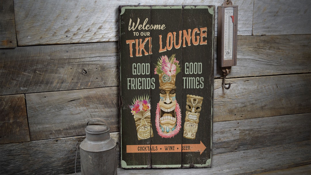 Tiki Lounge Sign, Tiki Bar Lounge, Wooden Tiki Bar Sign, Beach Dreams ...
