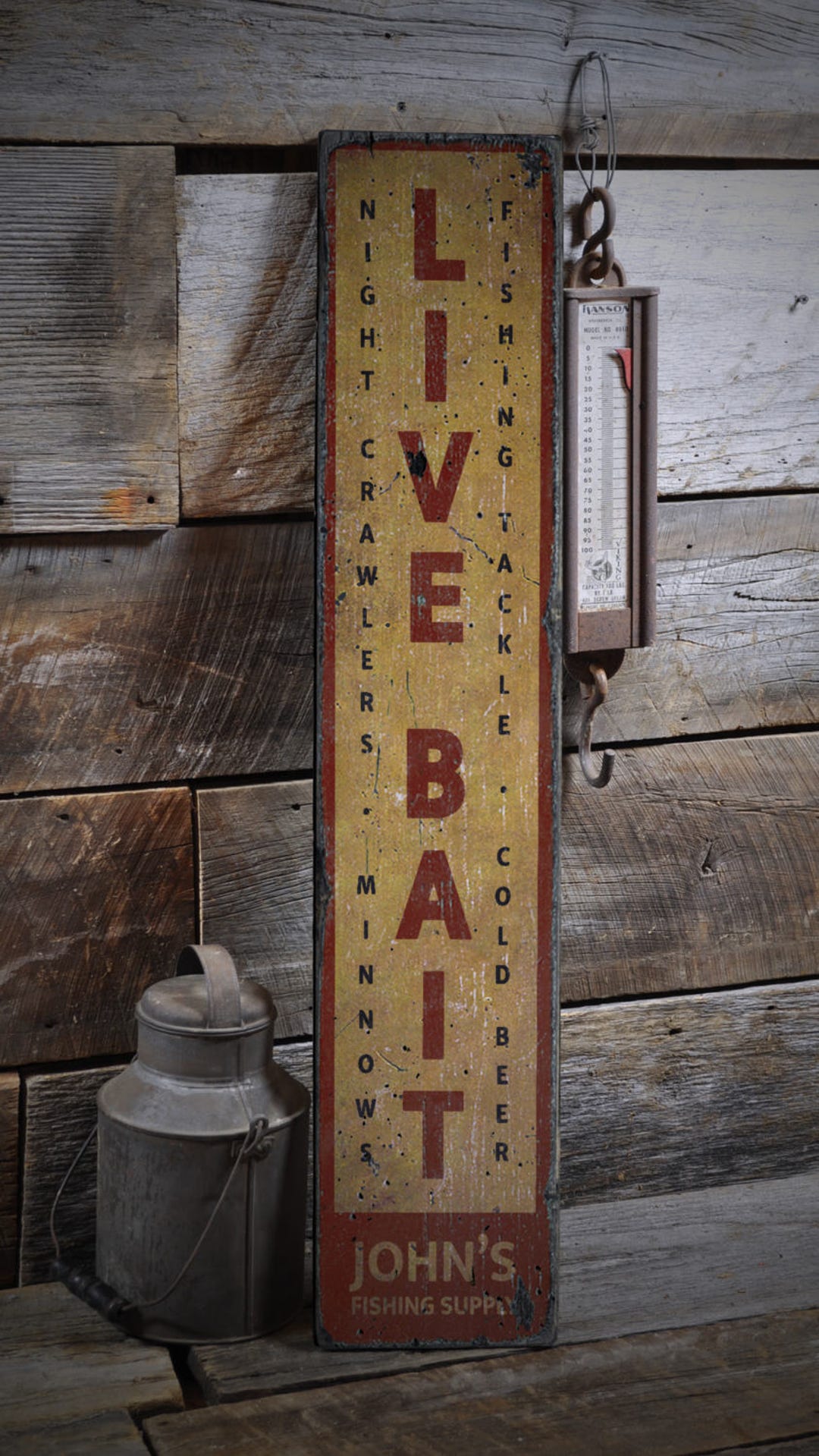 Live Bait Sign, Vertical Bait Shop Sign, Custom Wood Sign for Bait Shop ...